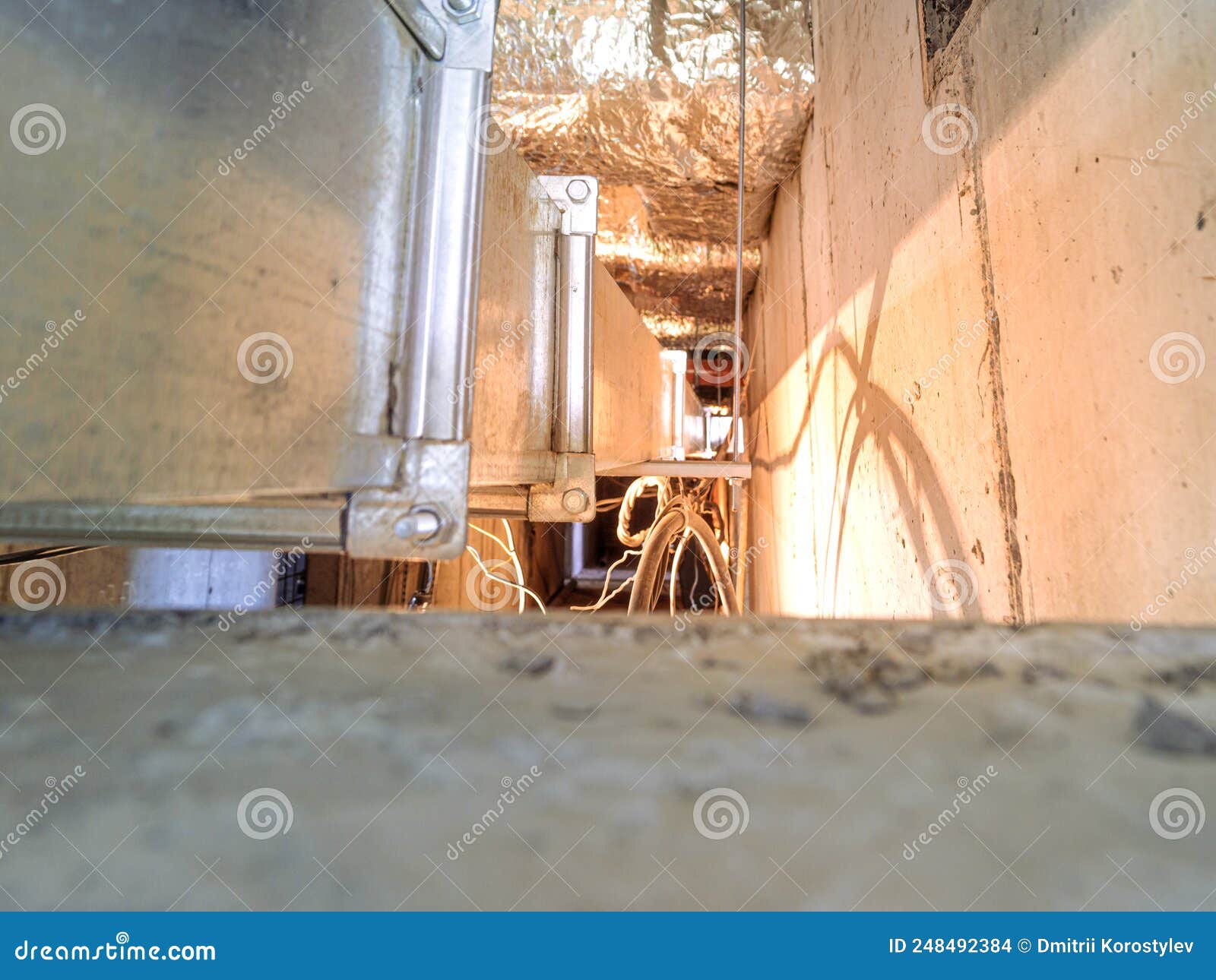 Ventilation Ducts and Cable Lines with Illumination and Tinting Pass in ...