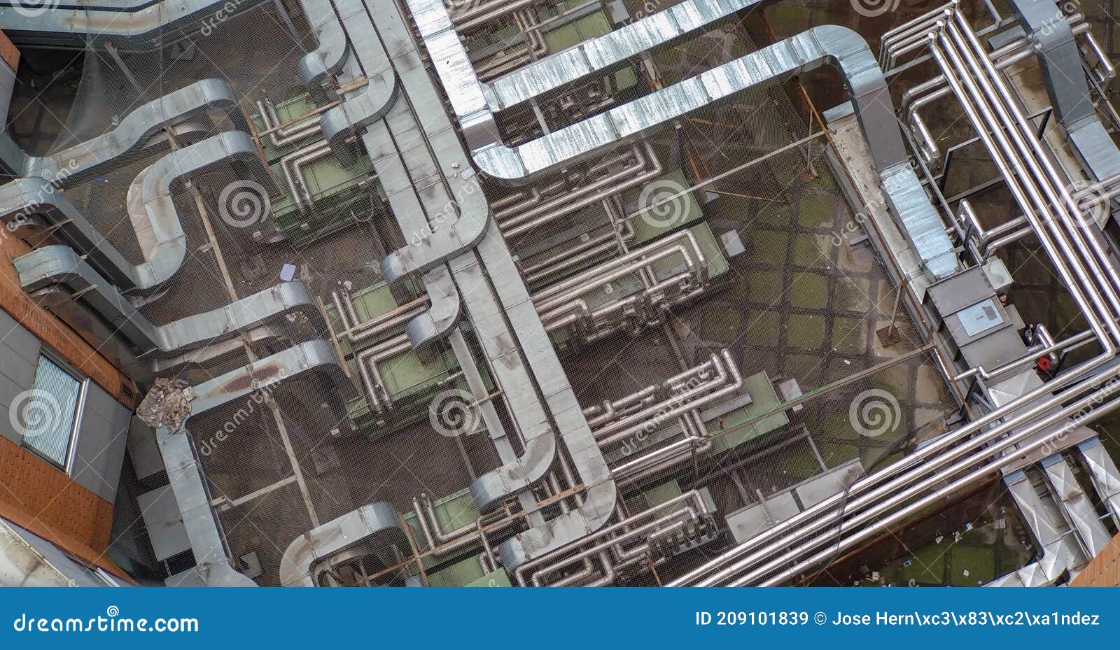 Inner Courtyard Full of Ventilation Ducts Stock Image - Image of alloy ...