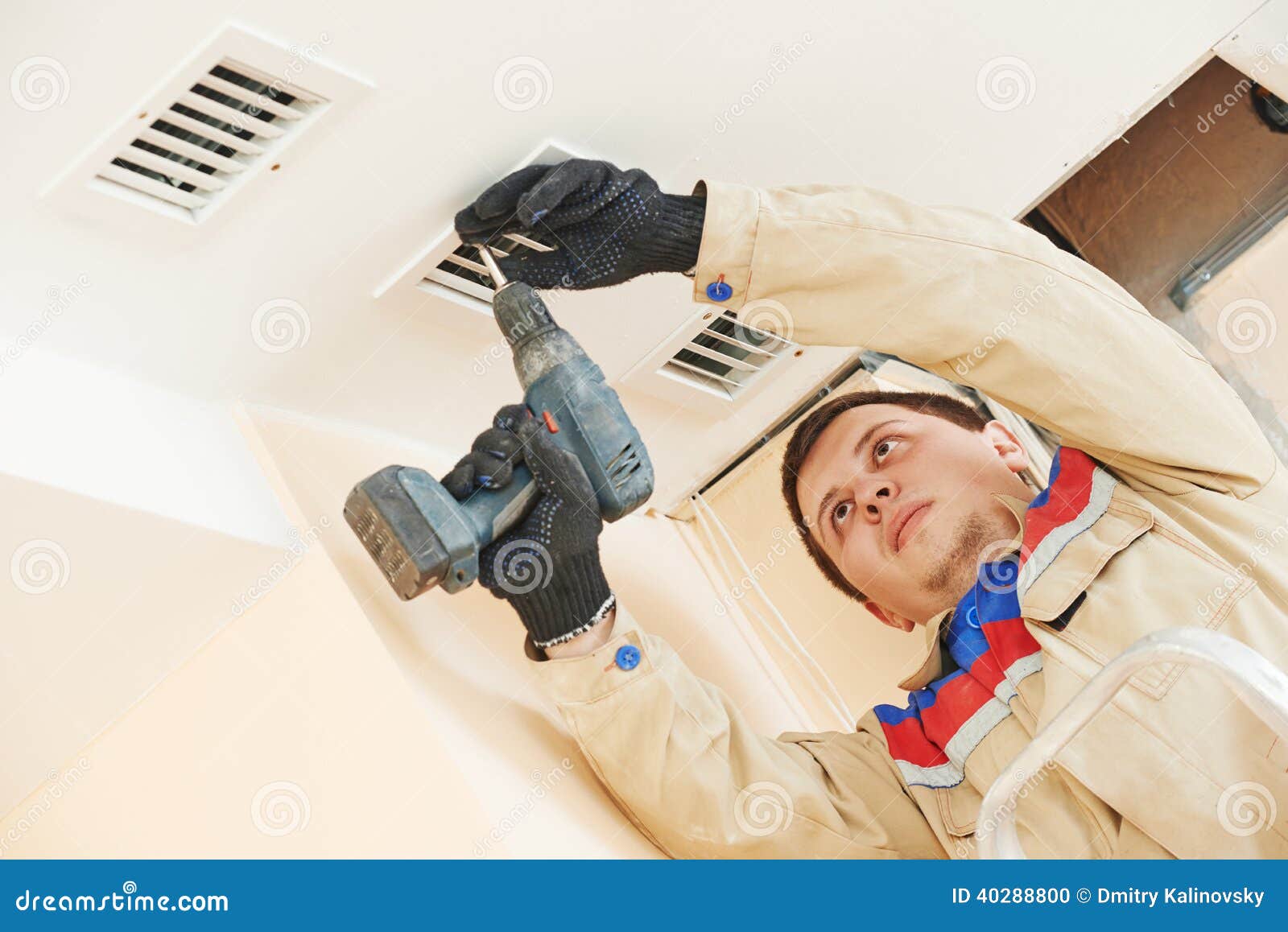 Ventilation Engineer Worker Stock Photo - Image of filter, electrician ...