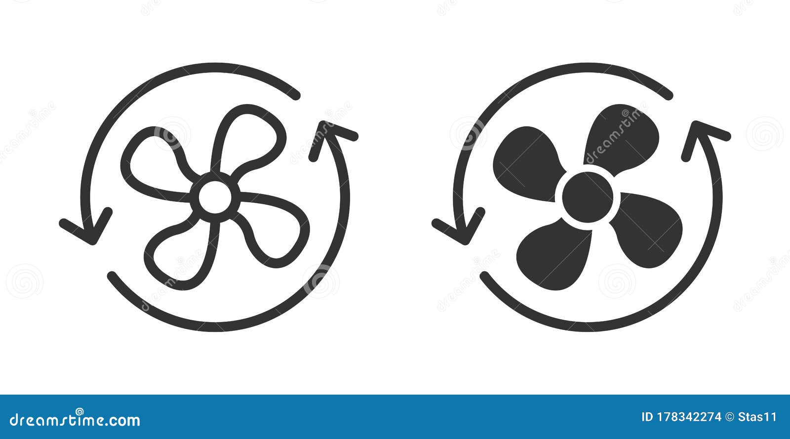 Ventilation Icon in Two Versions in Simple Design. Vector Illustration ...