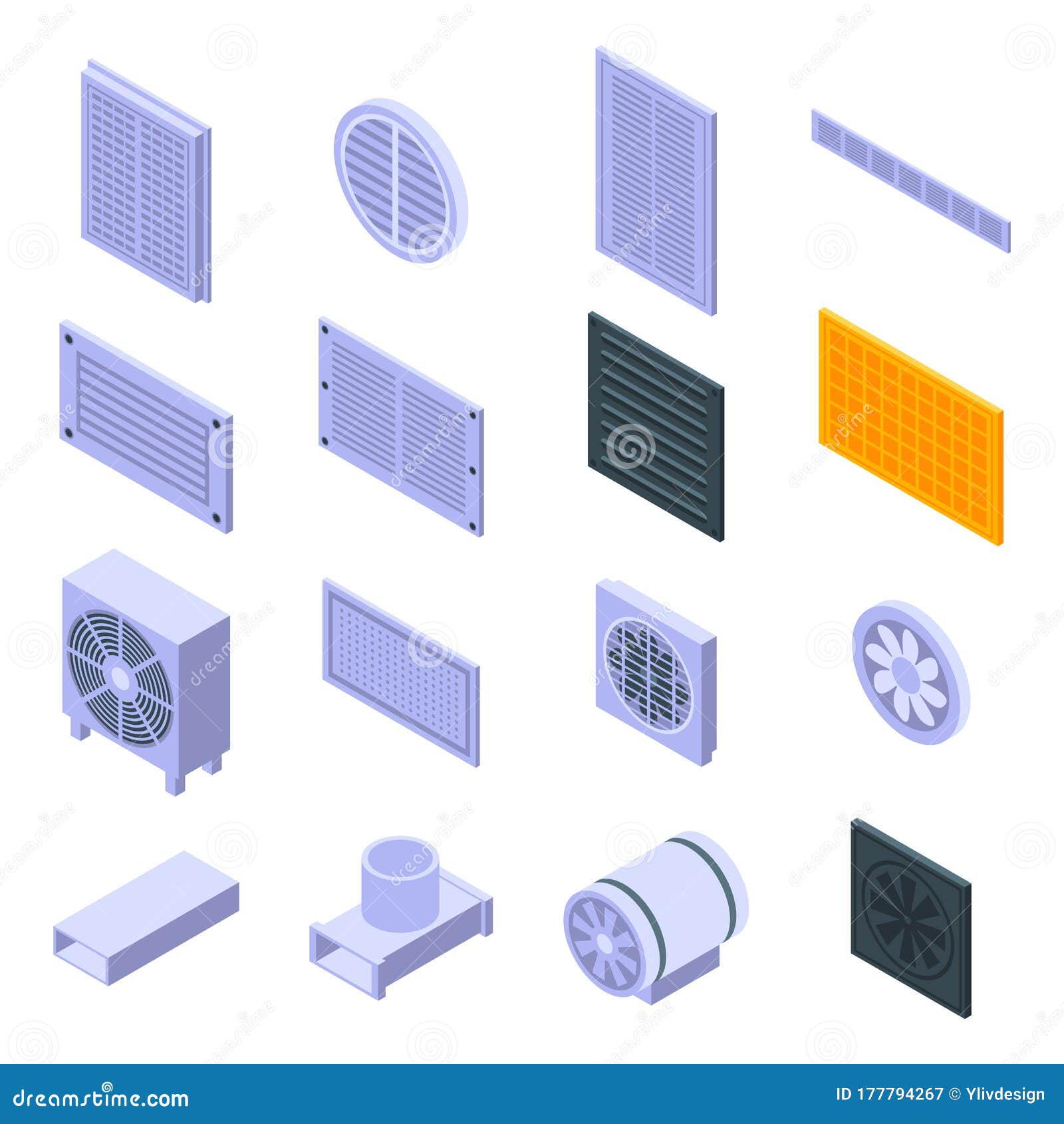 Ventilation Icons Set, Isometric Style Stock Vector - Illustration of ...