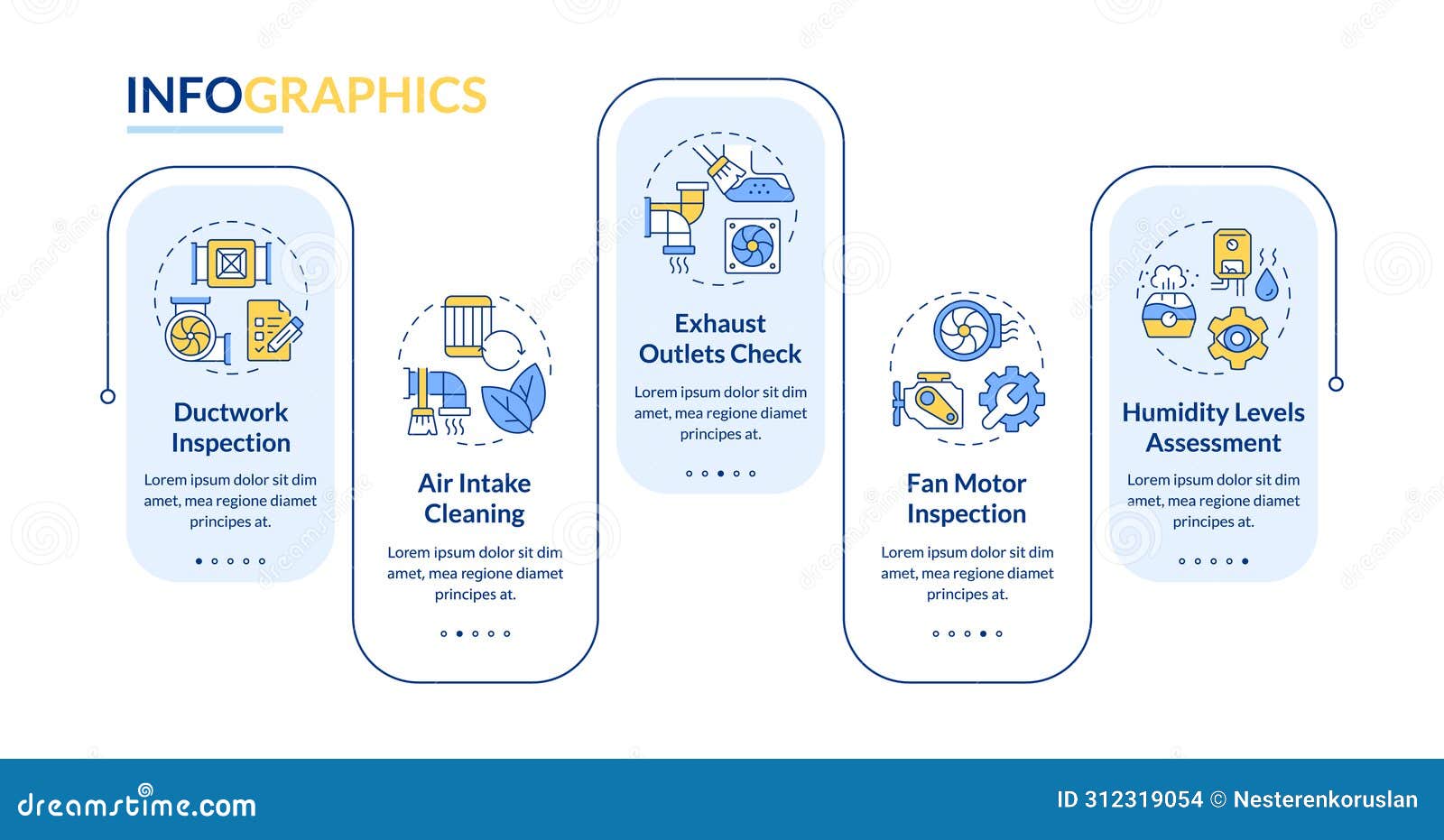 Ductwork Inspection Blue Gradient Concept Icon Cartoon Vector ...