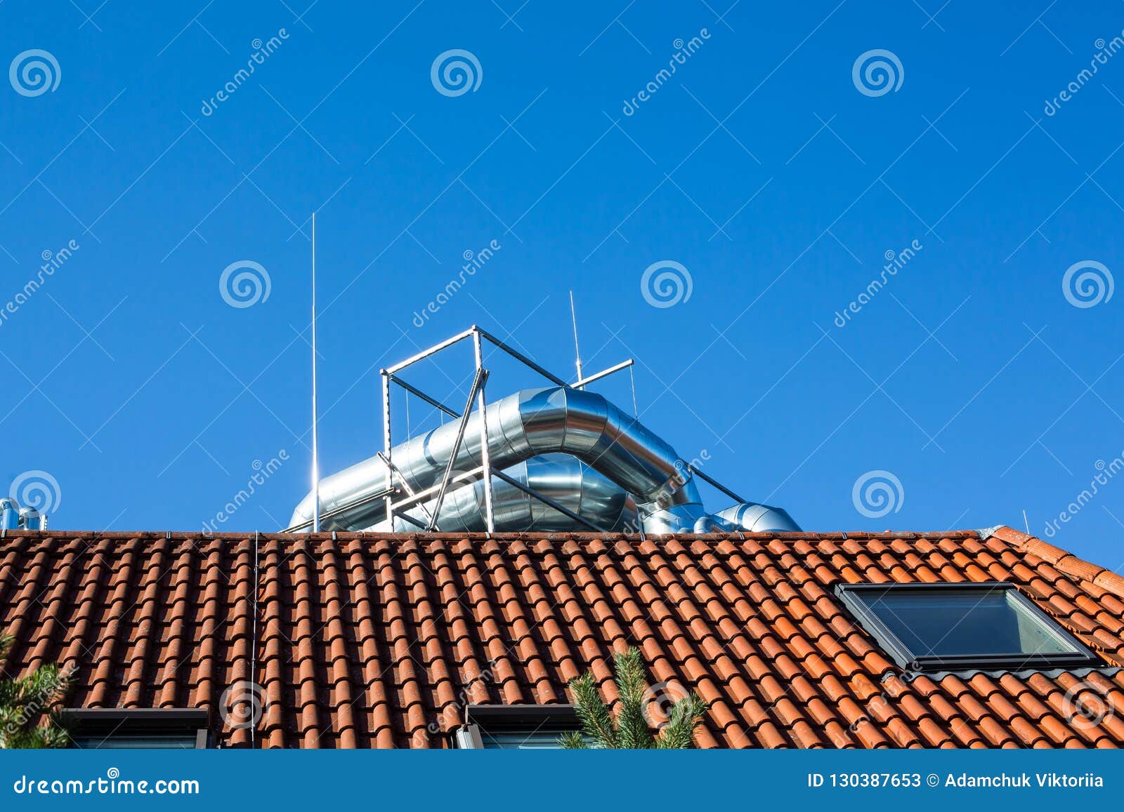 Ventilation Pipe System on the Roof Stock Image - Image of industry ...