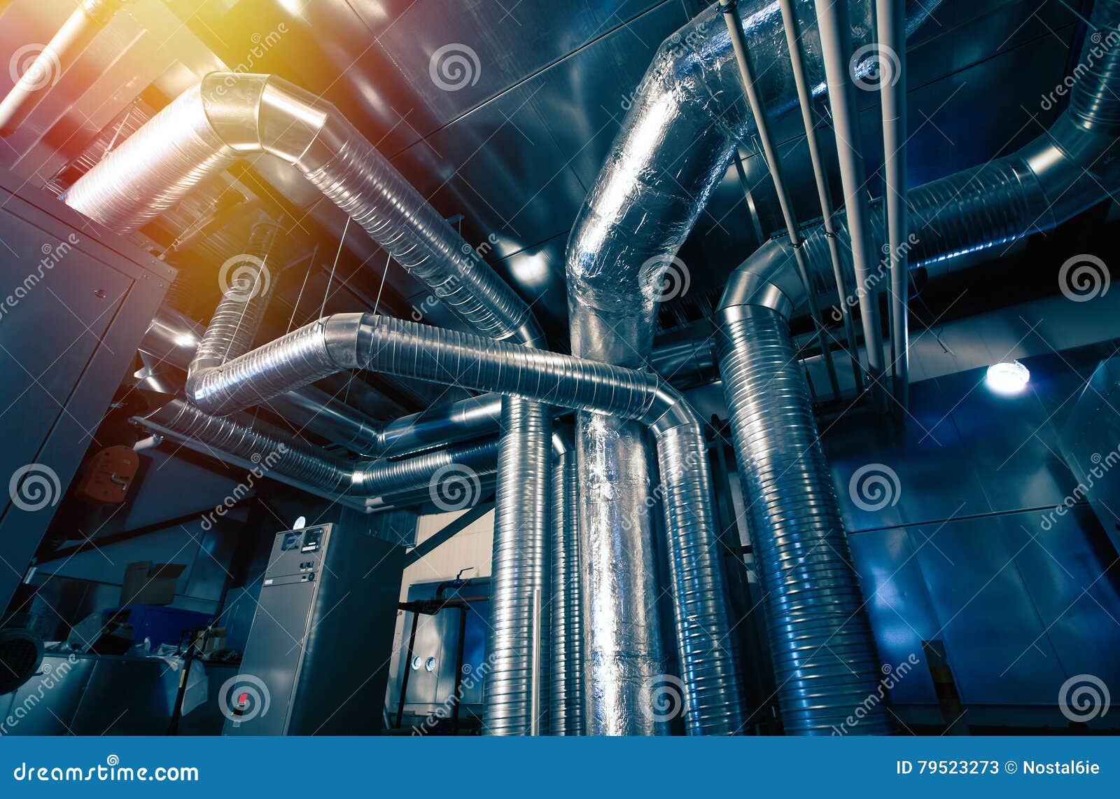 Ventilation Pipes of an Air Condition Stock Image - Image of chrome ...