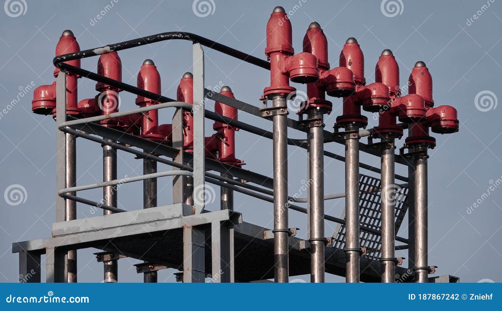 Ventilation Pipes on the Deck of a Tanker with Different Types of Fuel ...