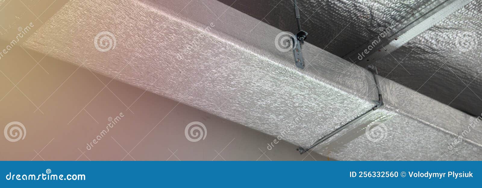 Ventilation Pipes in Silver Insulation Material on Ceiling Stock Photo ...