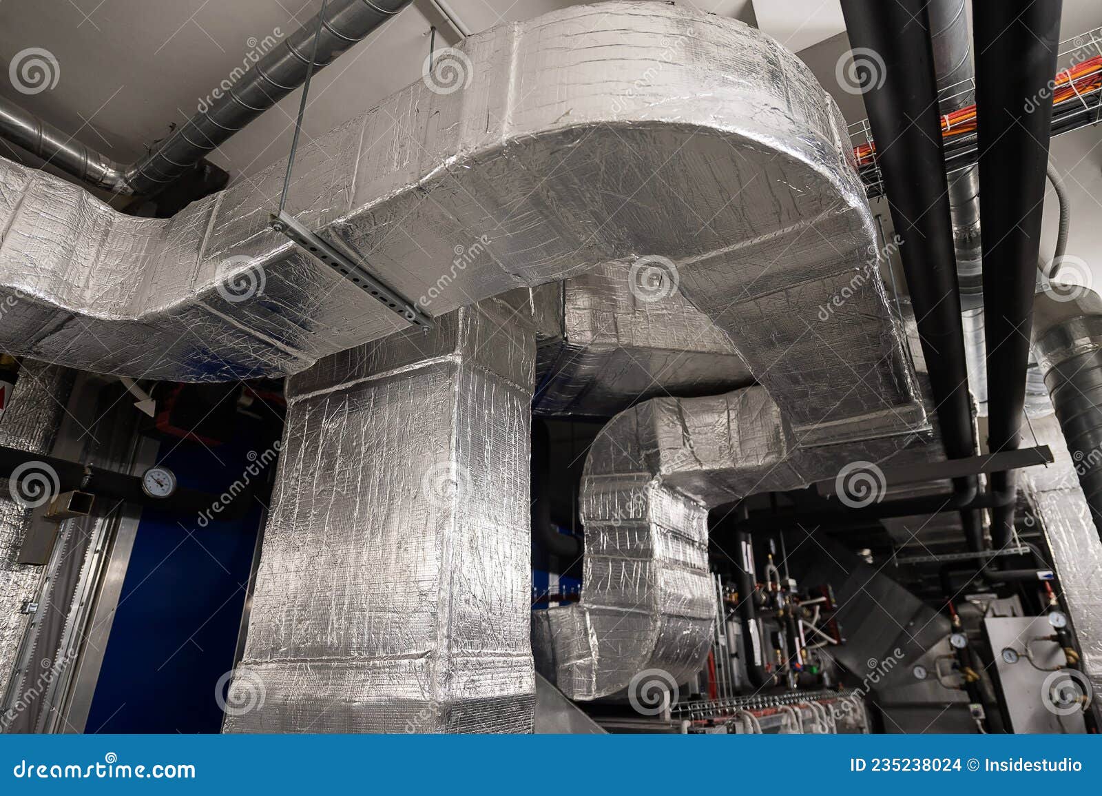 Ventilation Rectangular Pipes. Infrastructure in a Residential Building ...