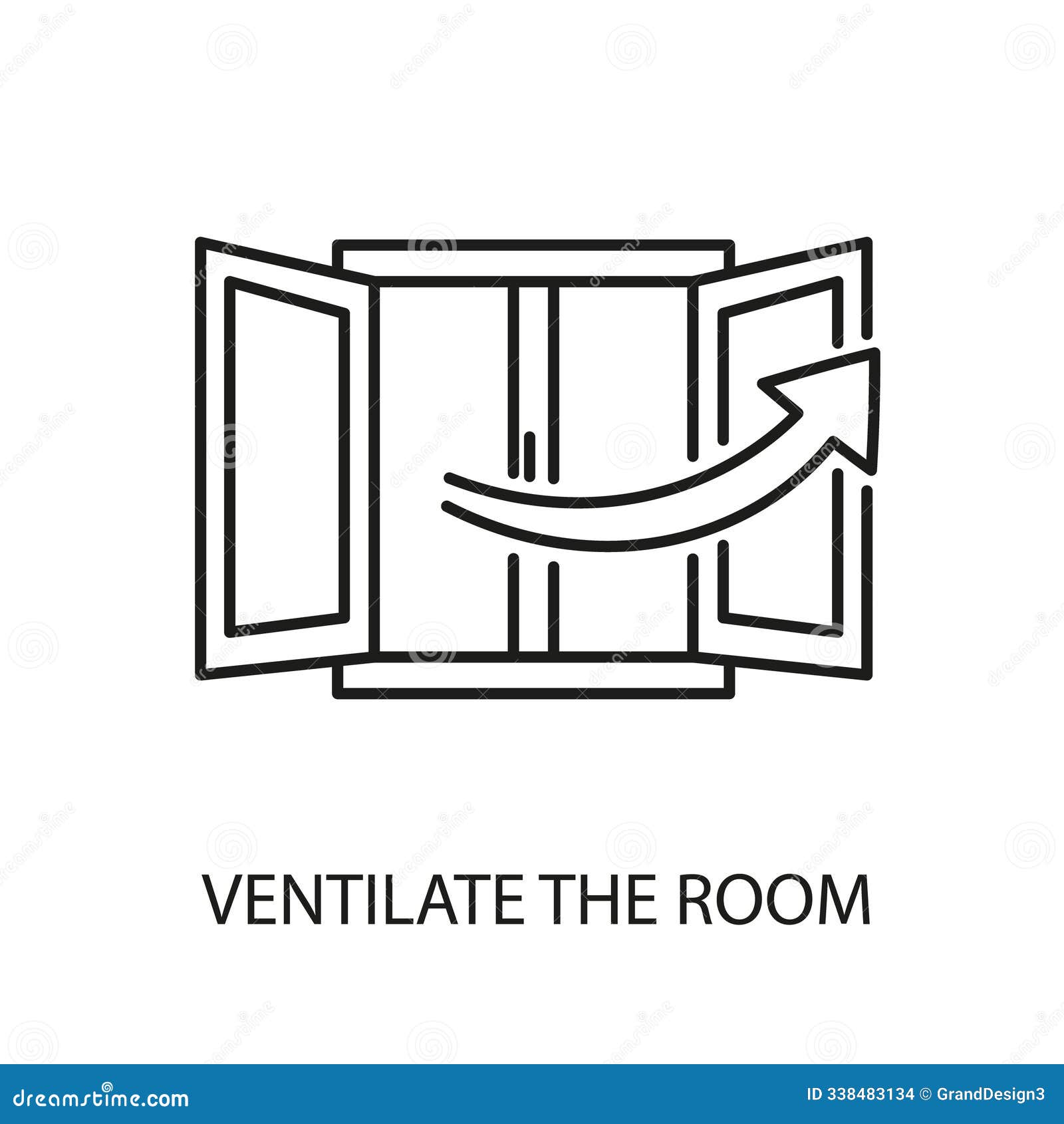 Ventilation of the Room Line Icon Vector with Editable Stroke Stock ...