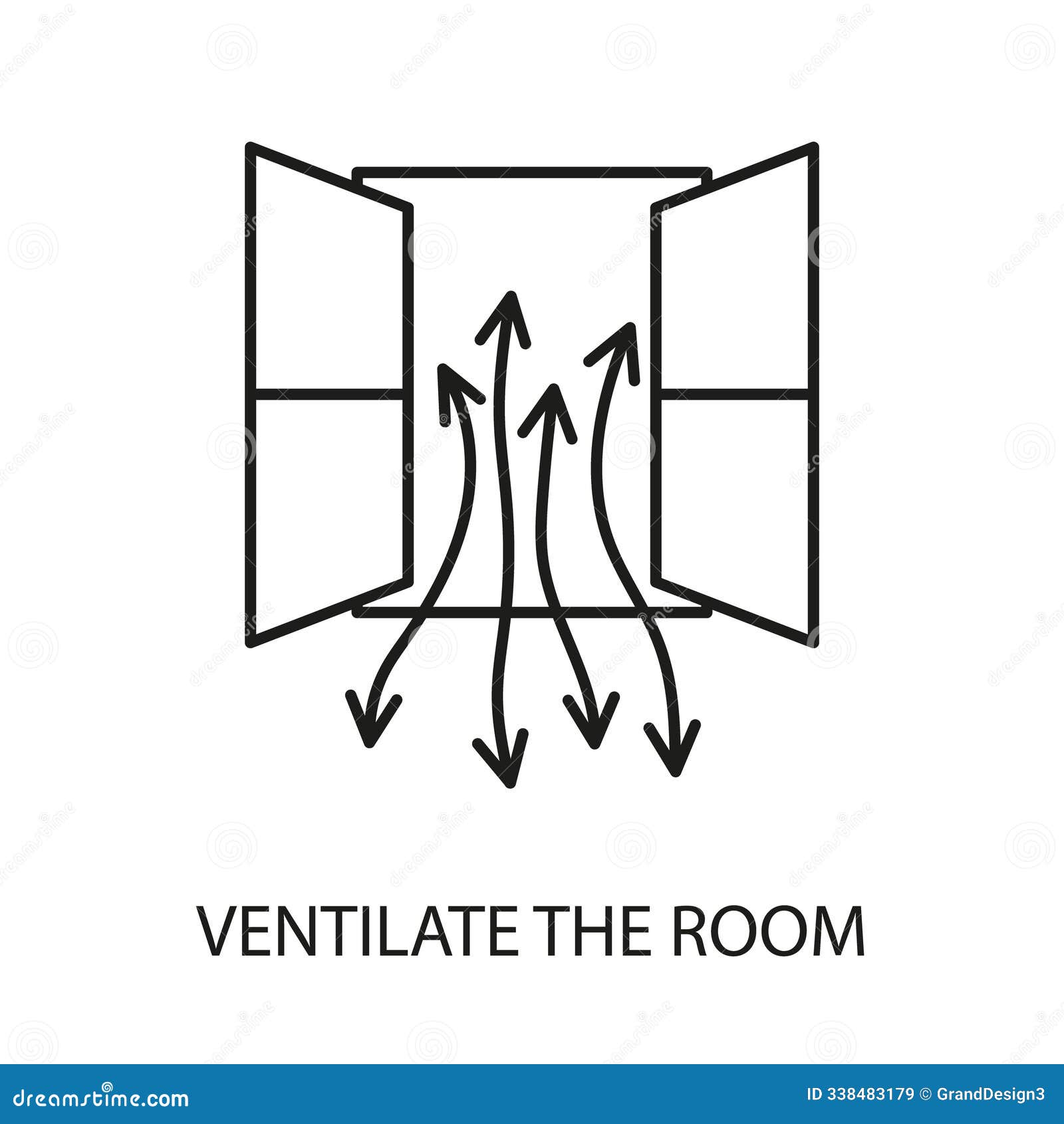 Ventilation of the Room Line Icon Vector with Editable Stroke Stock ...