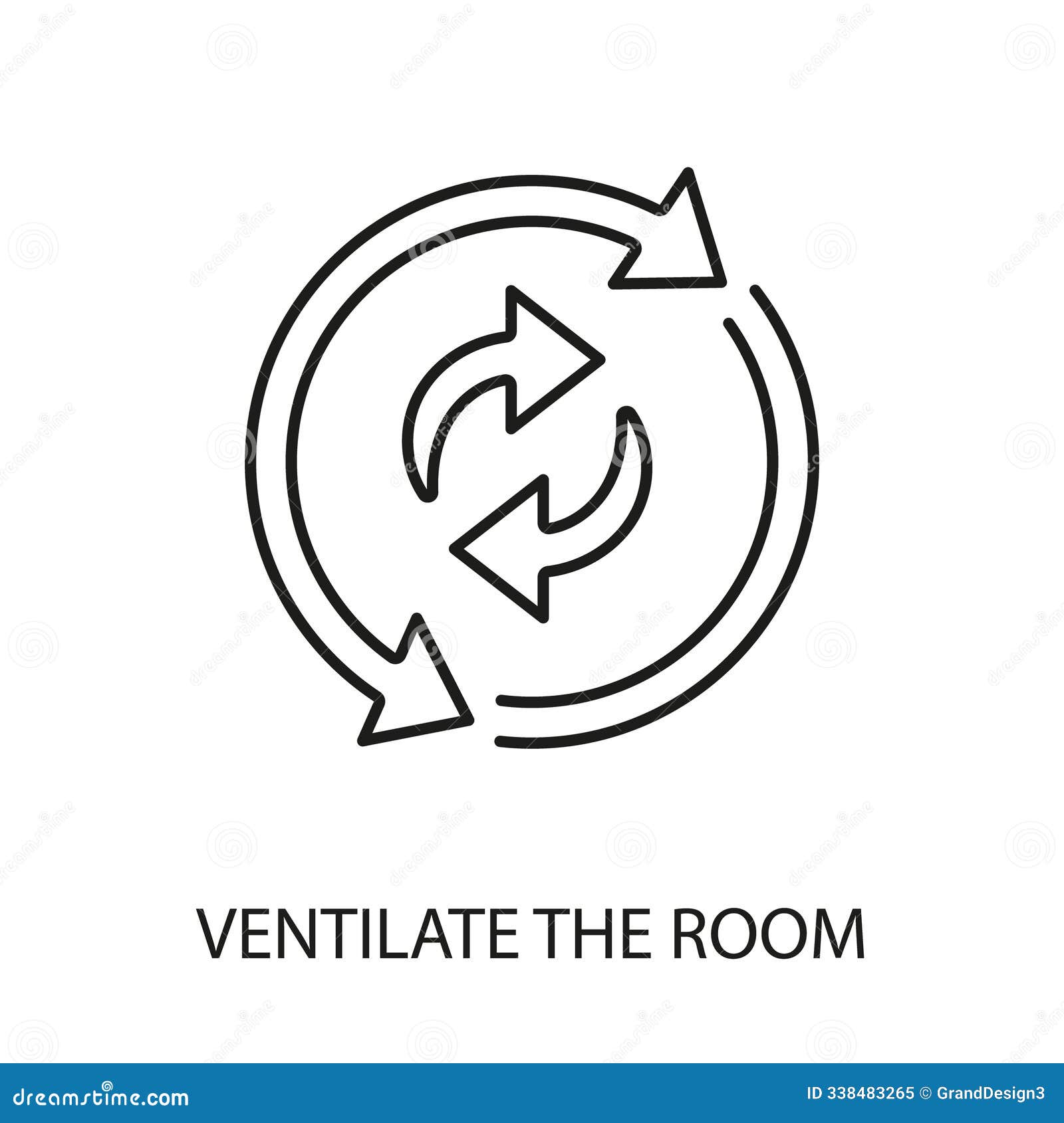 Ventilation of the Room Line Icon Vector with Editable Stroke Stock ...