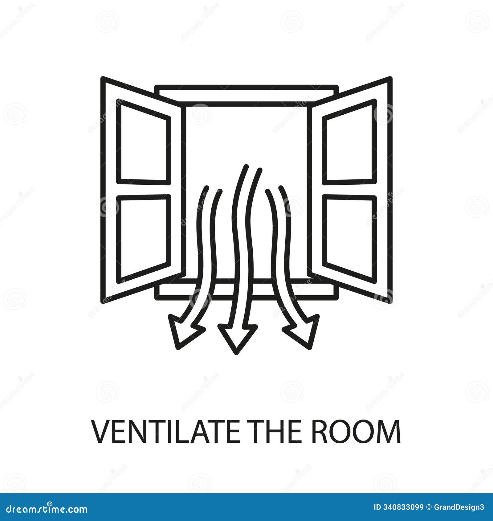 Ventilation of the Room Line Icon Vector with Editable Stroke Stock ...
