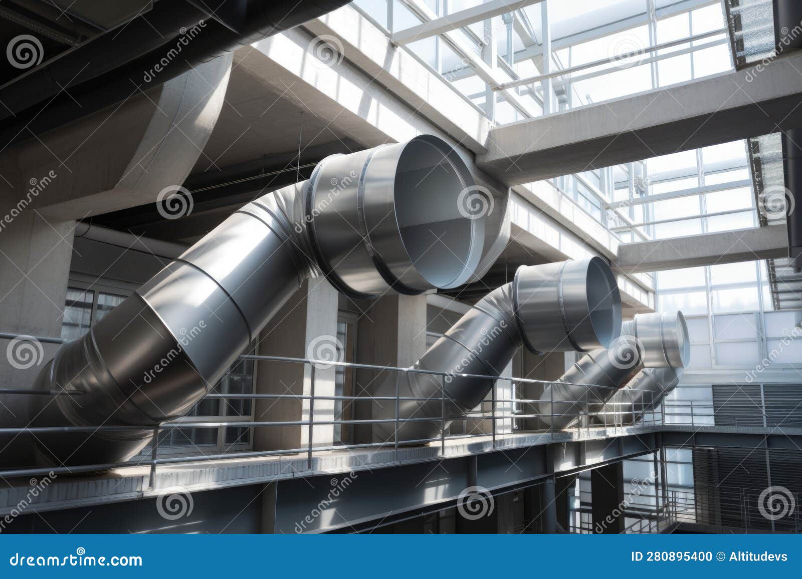 Ventilation System, with Ducts and Vents, Serving Modern Office ...