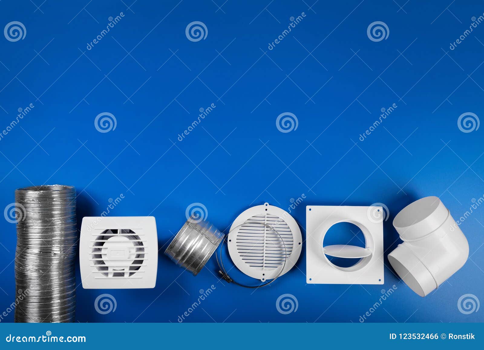 Ventilation System Equipment on Blue Background with Copy Space Stock ...