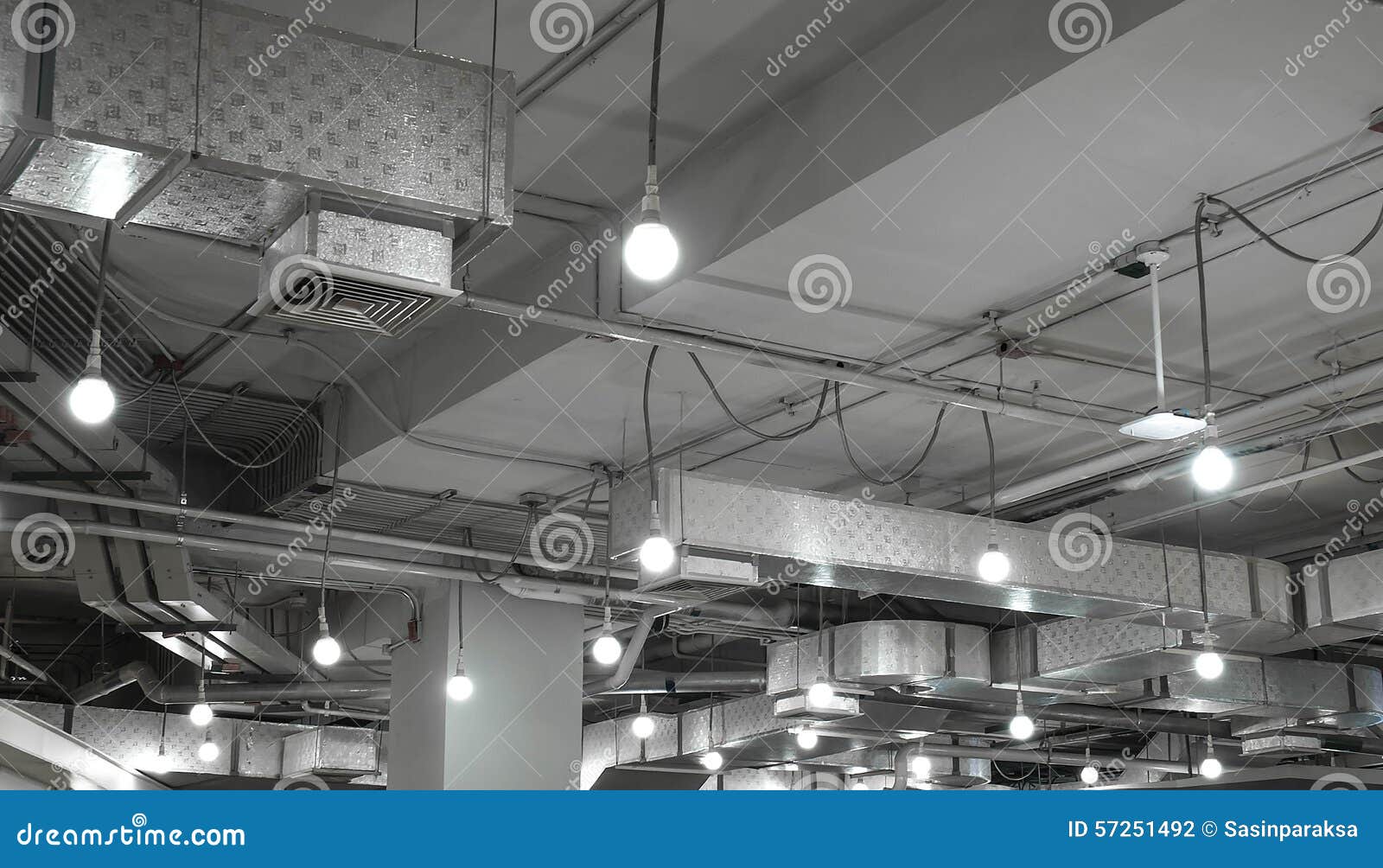 Ventilation System and Light Bulb in Modern Building Stock Photo ...