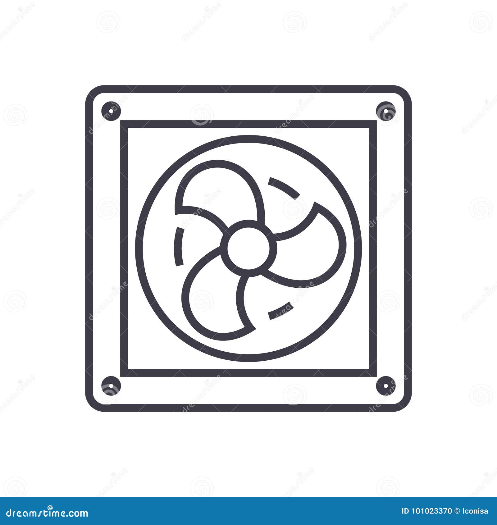 Ventilation Vector Line Icon, Sign, Illustration on Background ...
