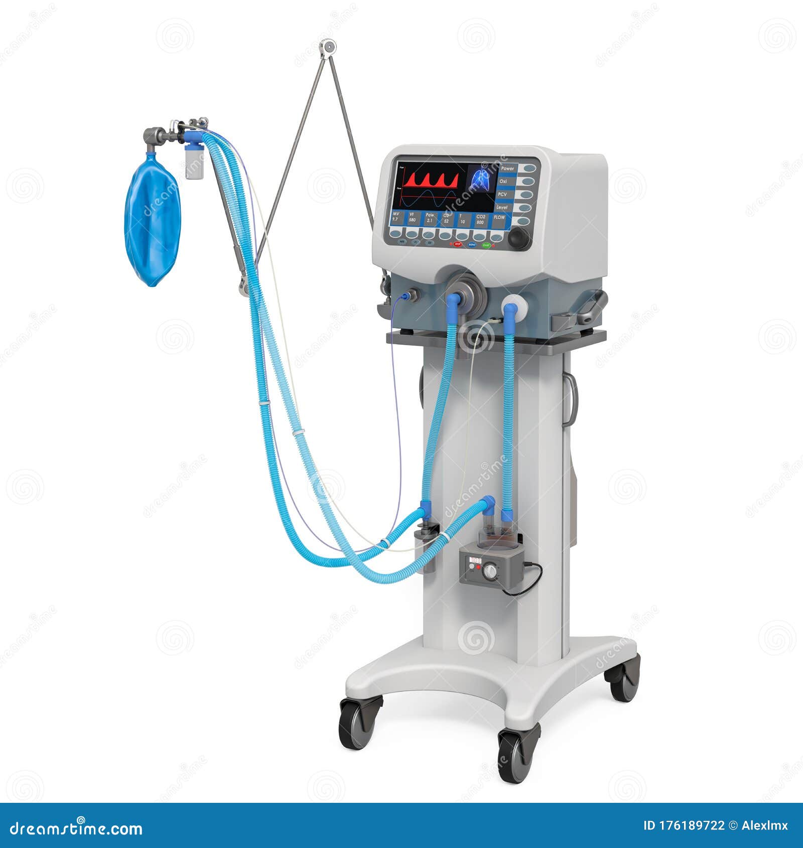 Ventilator for Artificial Ventilation, 3D Rendering Stock Illustration ...