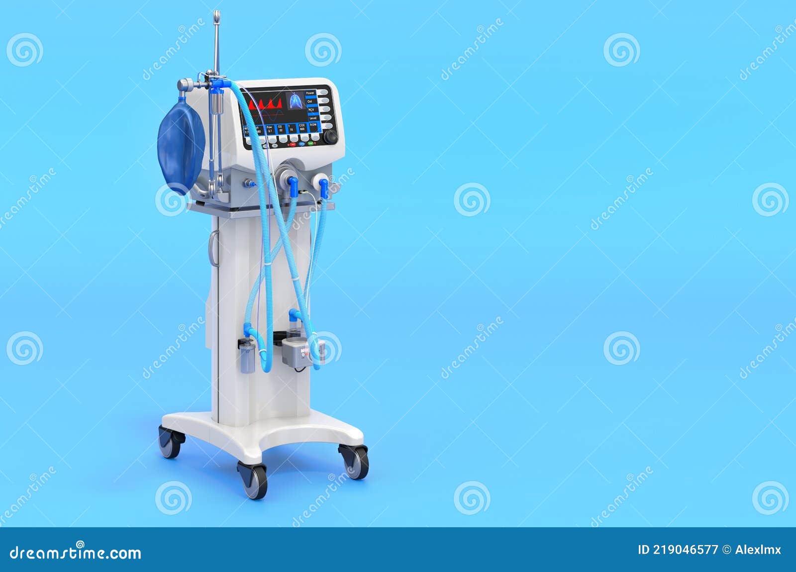 Ventilator for Artificial Ventilation, ICU. 3D Rendering Stock ...