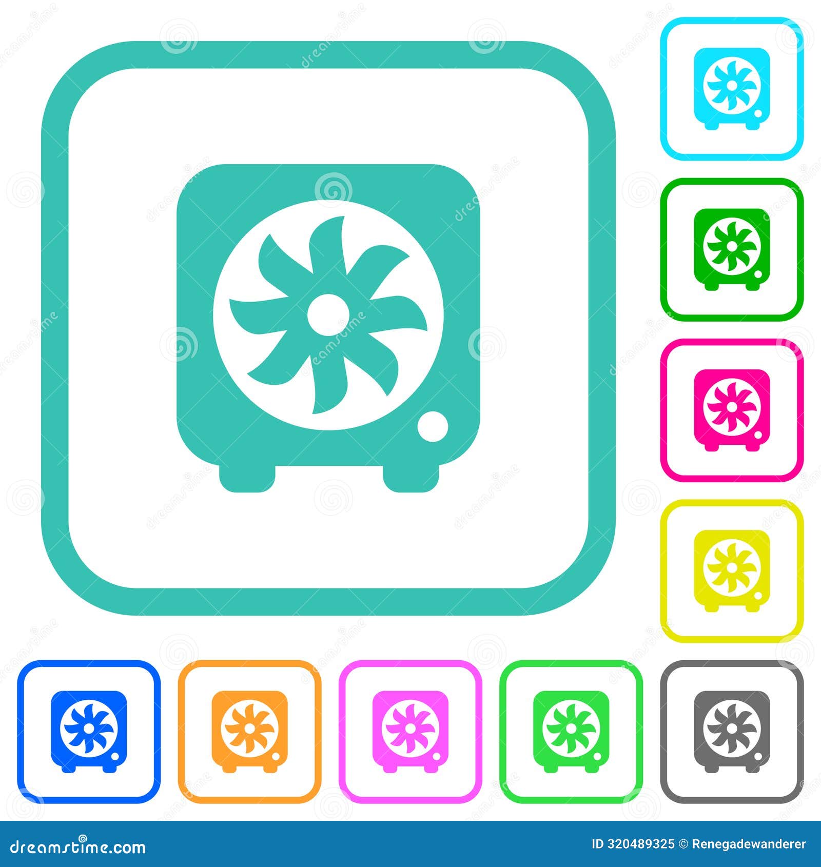 Ventilator Vivid Colored Flat Icons Stock Vector - Illustration of temperature, draft: 320489325