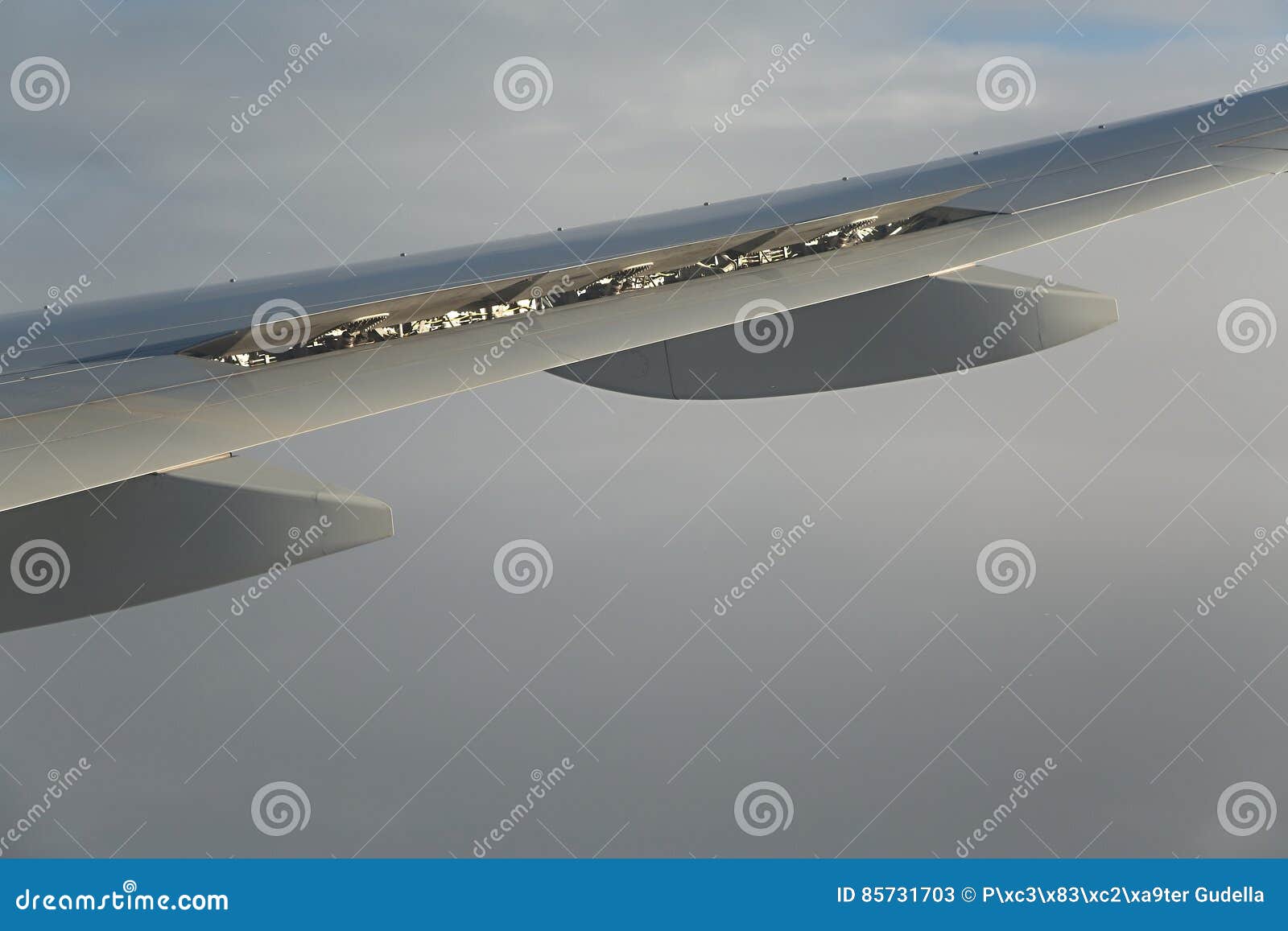 Vento Dell'ala Di Aereo Con I Diruttori Immagine Stock - Immagine di ...