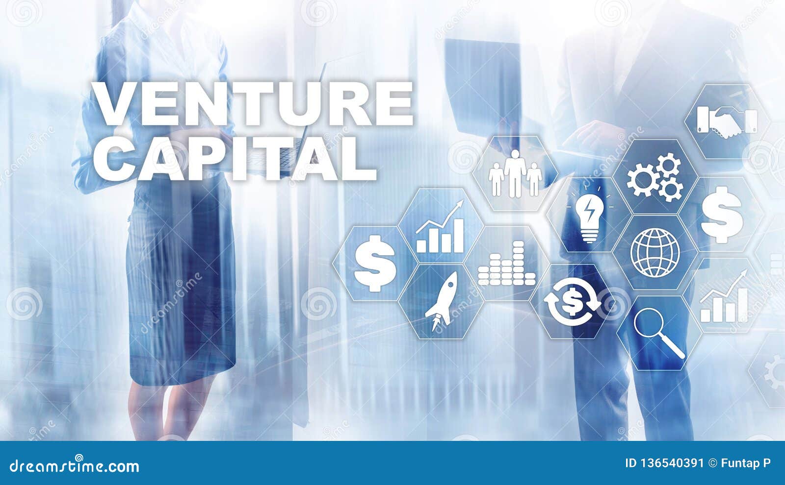 Venture Capital on Virtual Screen. Business, Technology, Internet and ...
