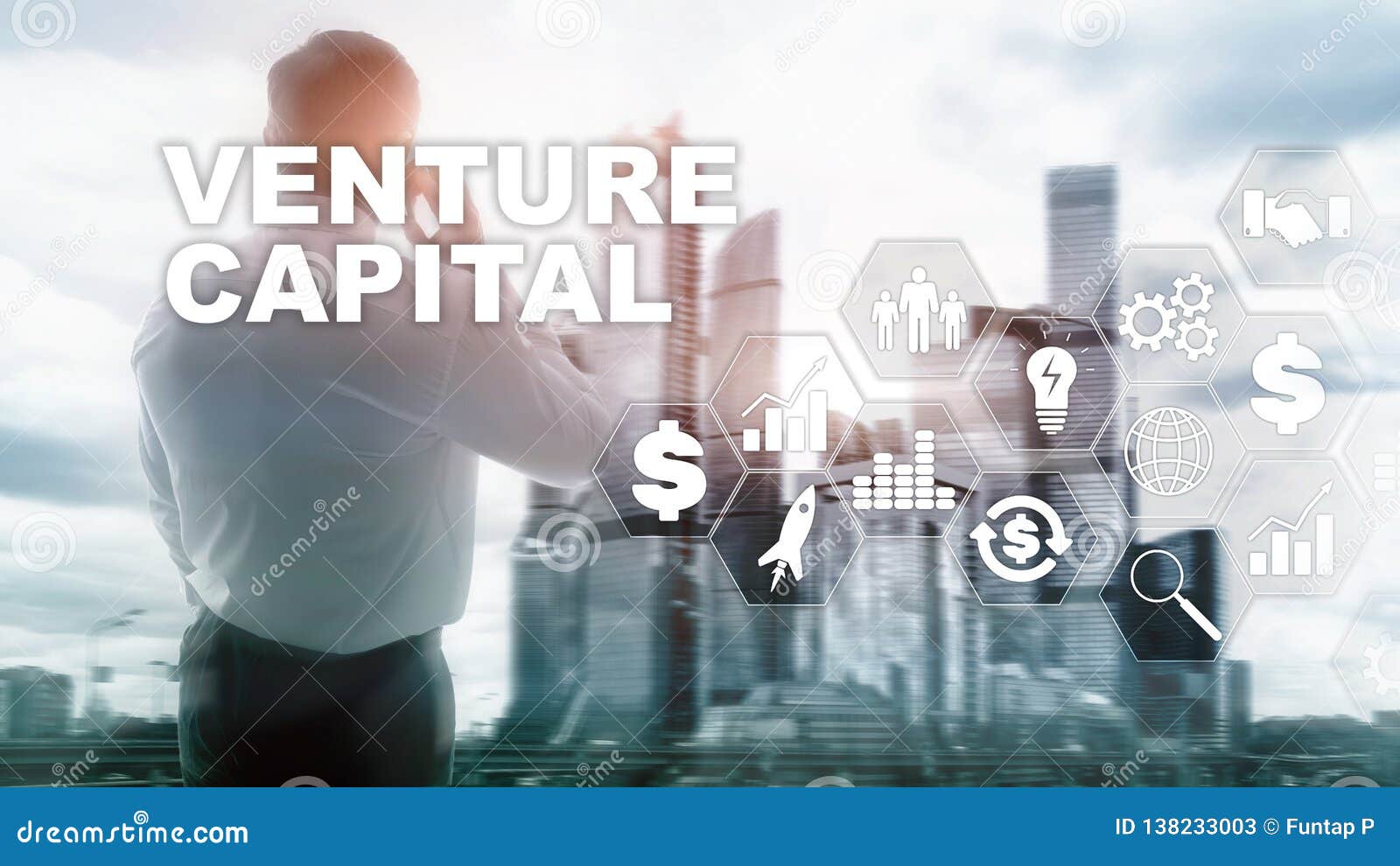 Venture Capital on Virtual Screen. Business, Technology, Internet and ...