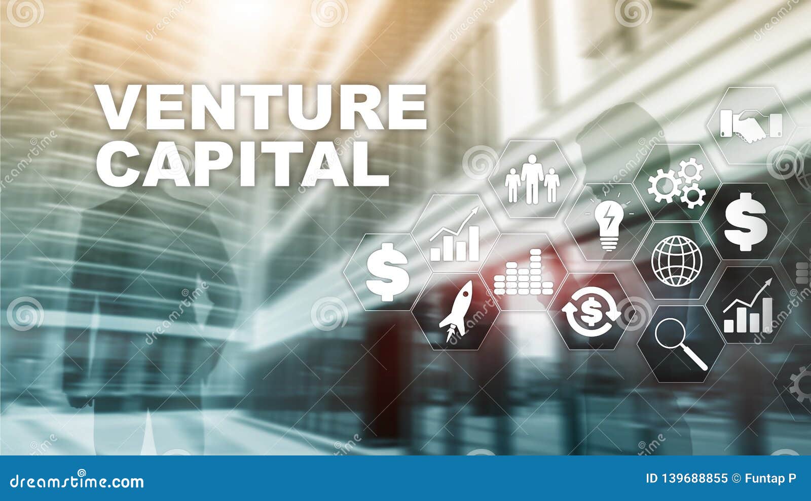 Venture Capital on Virtual Screen. Business, Technology, Internet and ...