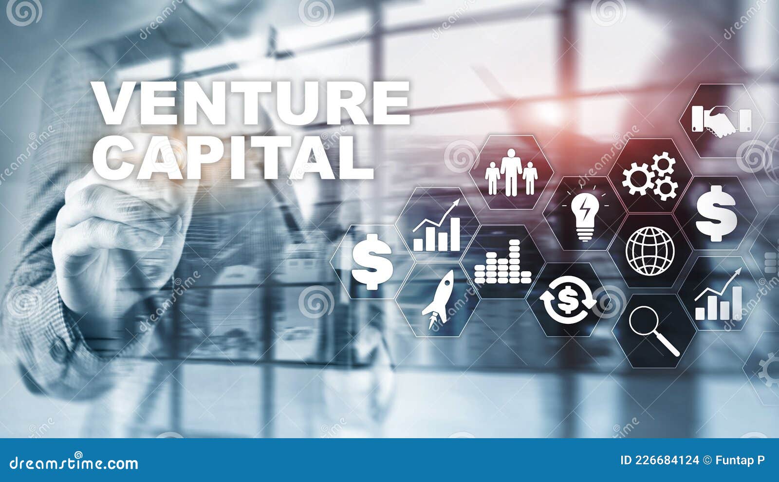 Venture Capital on Virtual Screen. Business, Technology, Internet and ...