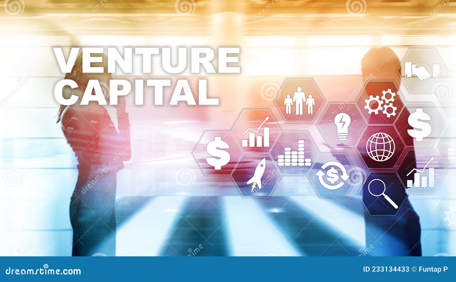Venture Capital on Virtual Screen. Business, Technology, Internet and ...