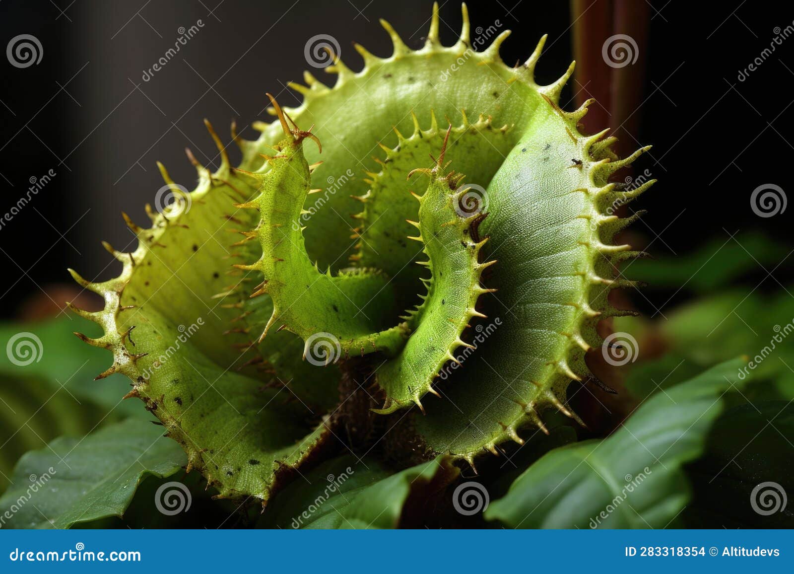 Venus Flytrap Leaf Curling Around Trapped Prey Inside Stock Photo ...