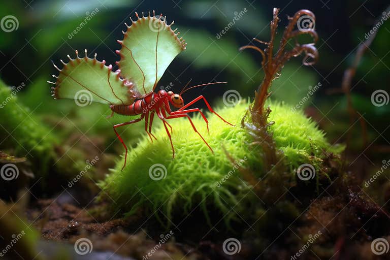 Venus Flytrap Snapping Shut on a Trapped Insect Stock Illustration ...