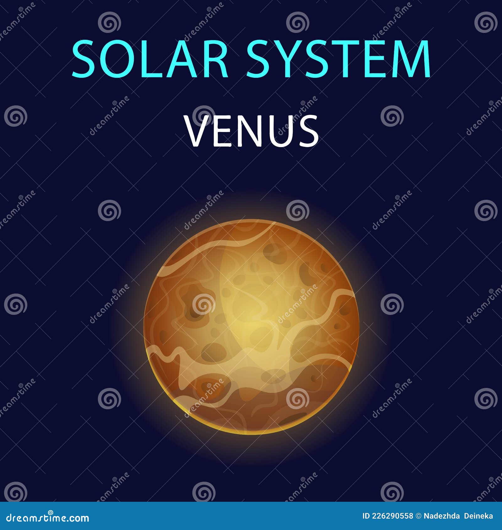 Vector Cartoon Illustration of Venus. Stock Vector - Illustration of ...