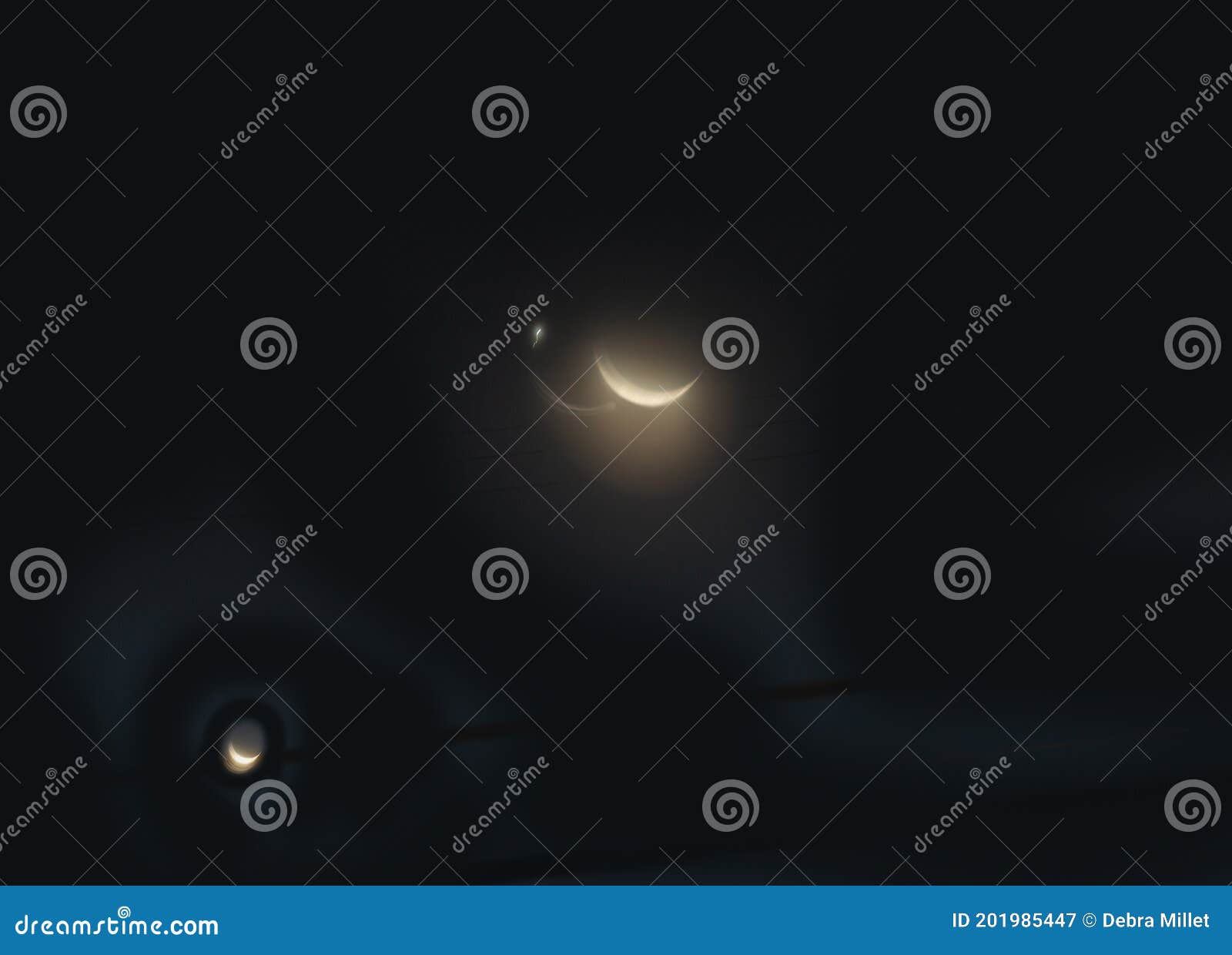 Waning Crescent Moon Rising In The Early Dawn. Stock Photography ...