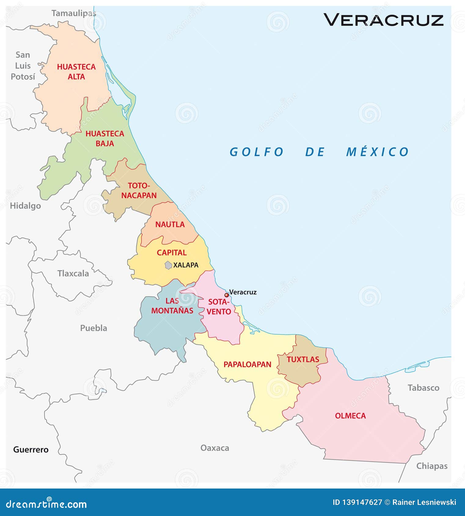 Veracruz Map Vector | CartoonDealer.com #128758983
