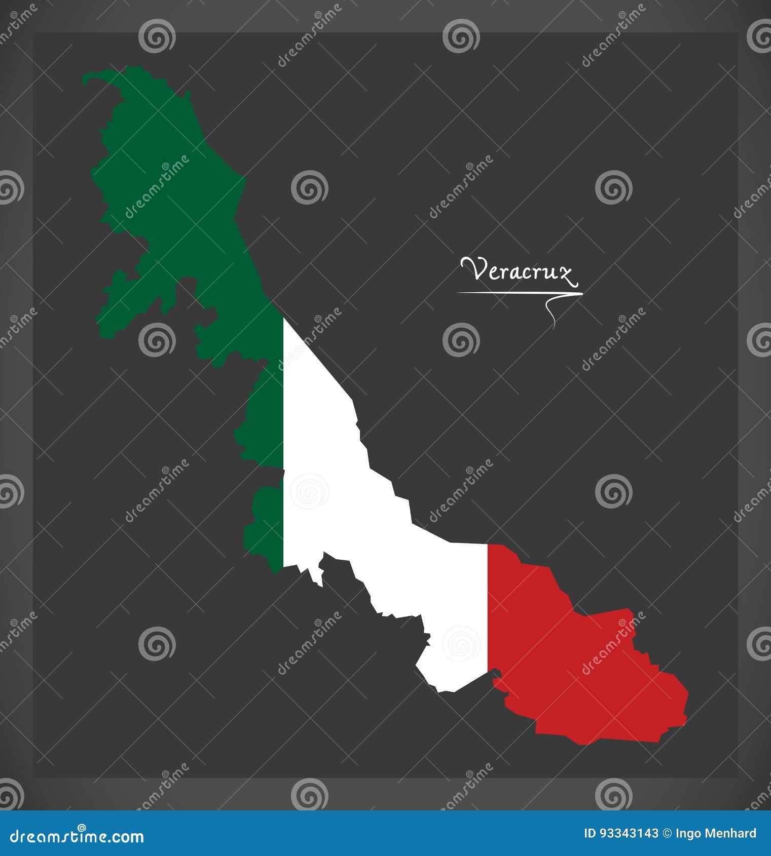Veracruz Map with Mexican National Flag Illustration Stock Vector ...