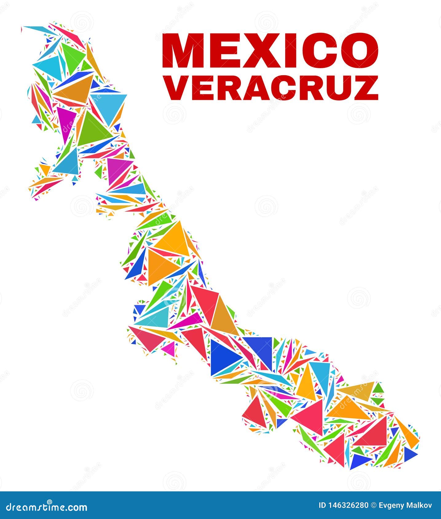 Veracruz State Map - Mosaic of Color Triangles Stock Vector ...