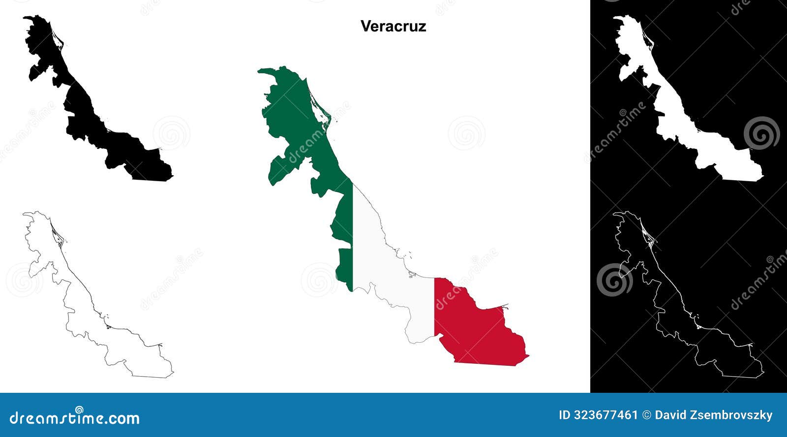 Veracruz outline map stock vector. Illustration of shape - 323677461