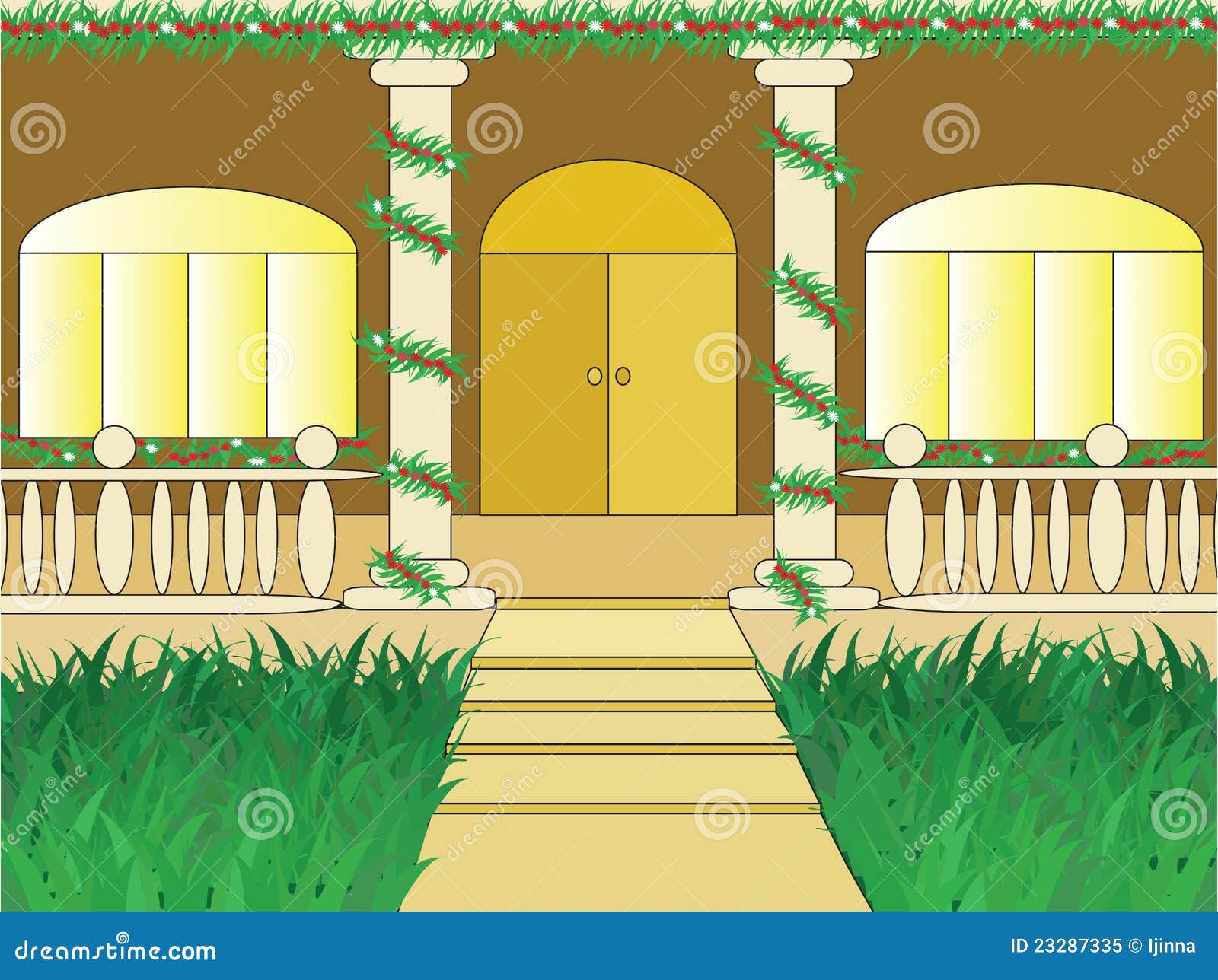 Veranda stock vector. Illustration of green, wall, town - 23287335