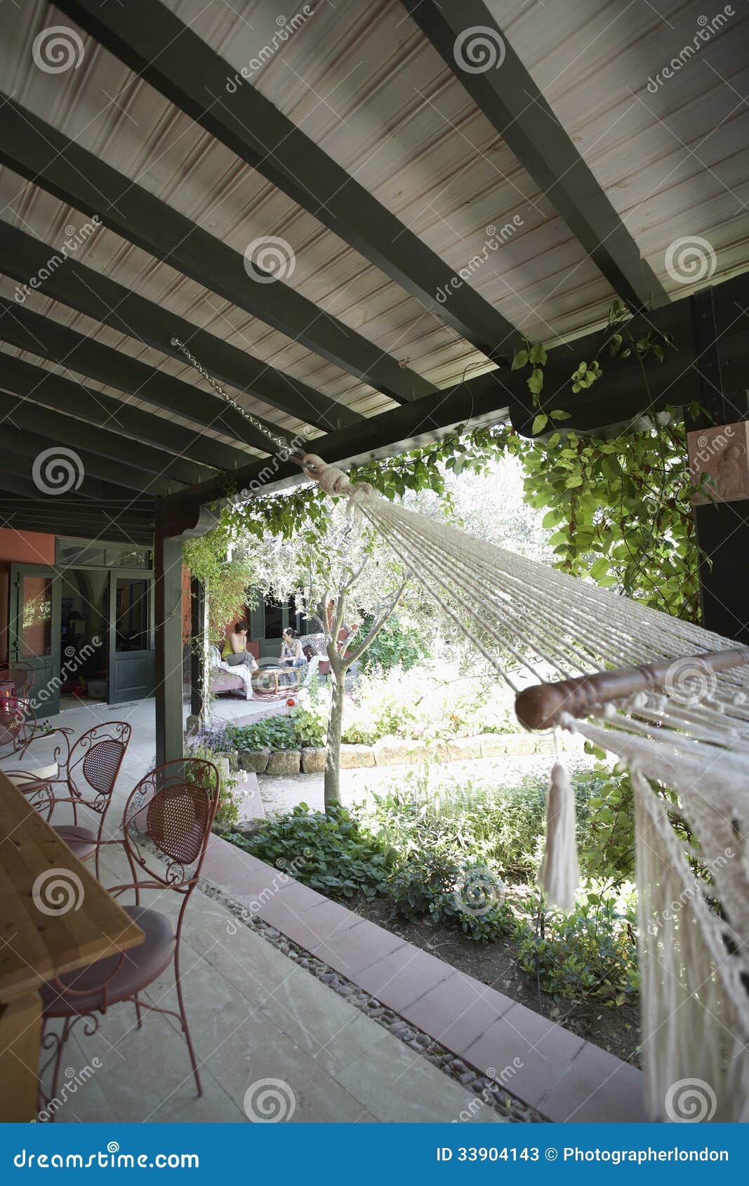 Veranda and Courtyard of Mediterranean Townhouse Stock Image - Image of ...