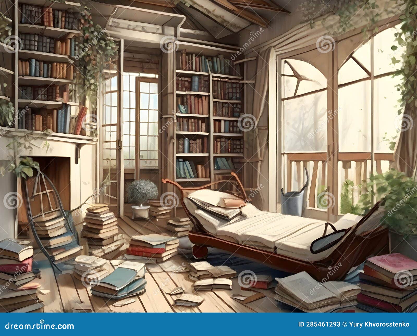 Veranda Interior in the Style of XX Century, Drawing. Stock ...