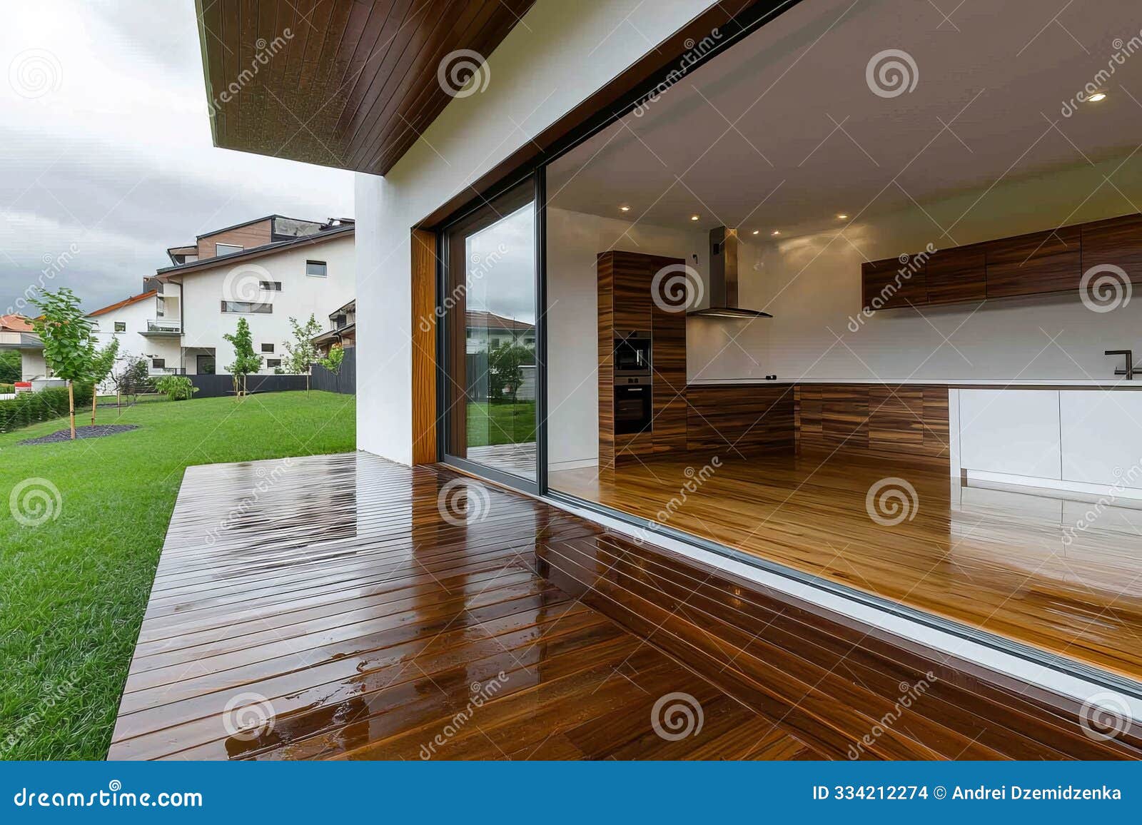 Veranda of Modern Villa with Beautiful Interior Stock Photo - Image of ...