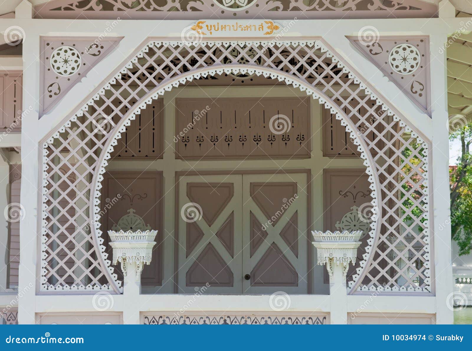 Veranda in Thai style stock photo. Image of corridor - 10034974