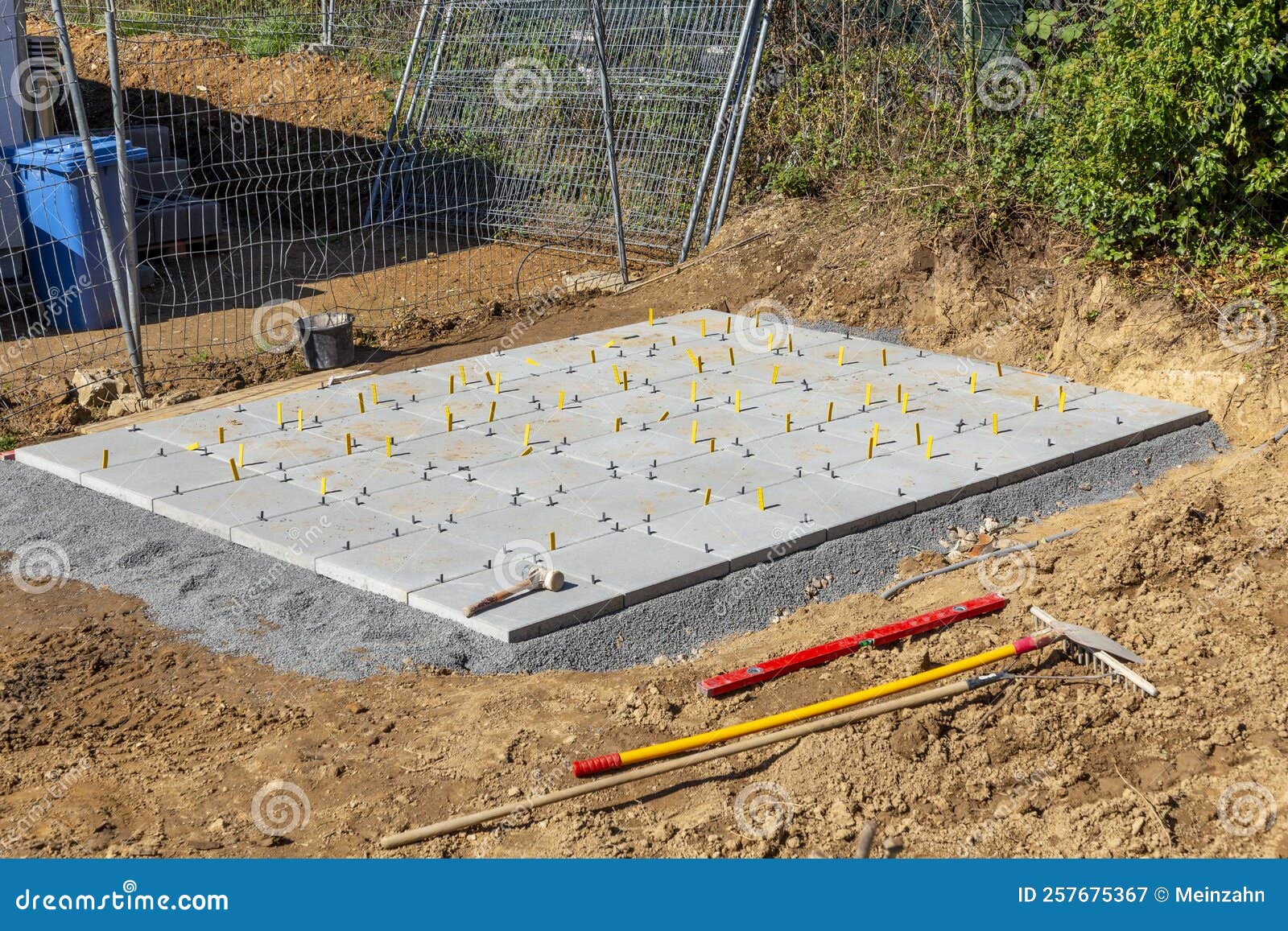 Veranda Tiles with Yellow Distance Keeper Stock Image - Image of base ...