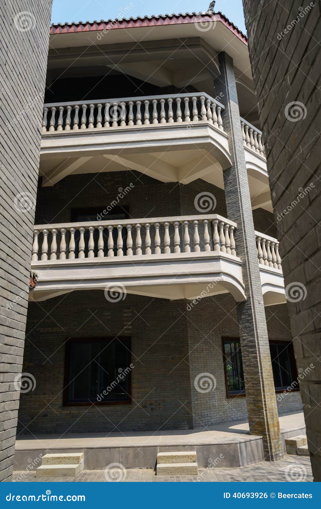 Verandas of Old-fashioned Building Stock Photo - Image of chinese ...