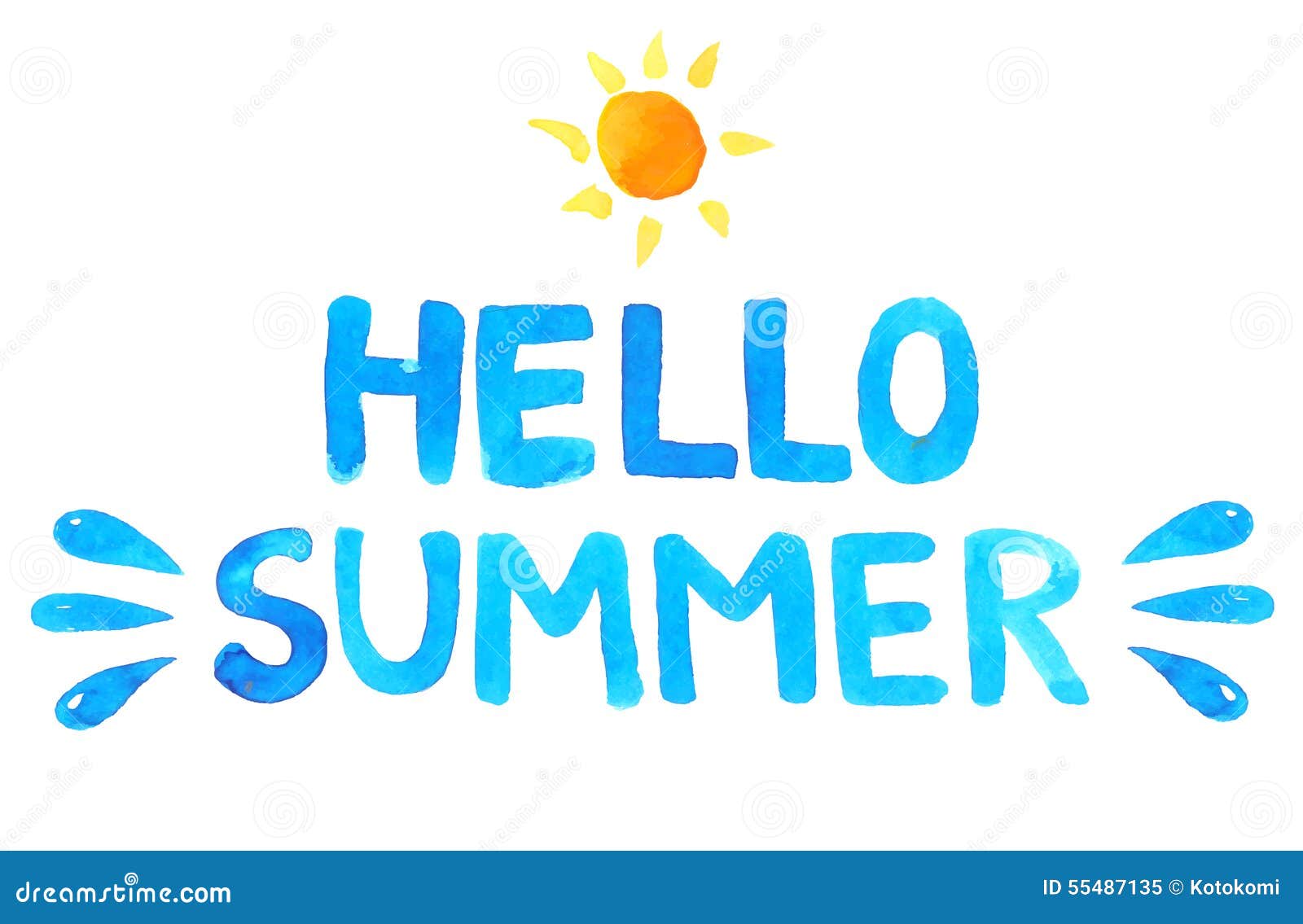 Verano Dibujado Mano Del Texto Hola Vector Azul Ilustración del Vector ...