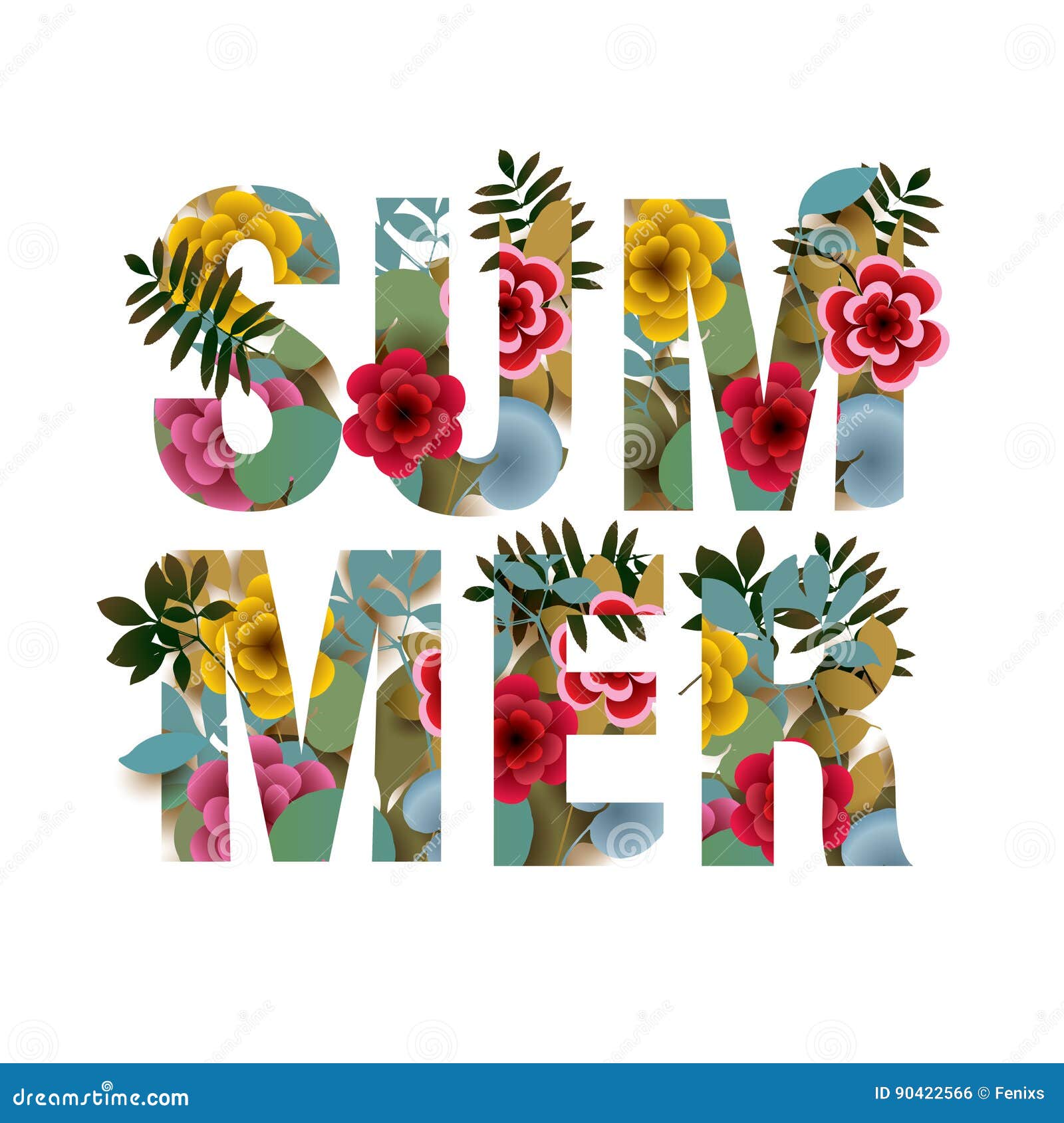 Verano Letras de la flor ilustración del vector. Ilustración de muestra ...