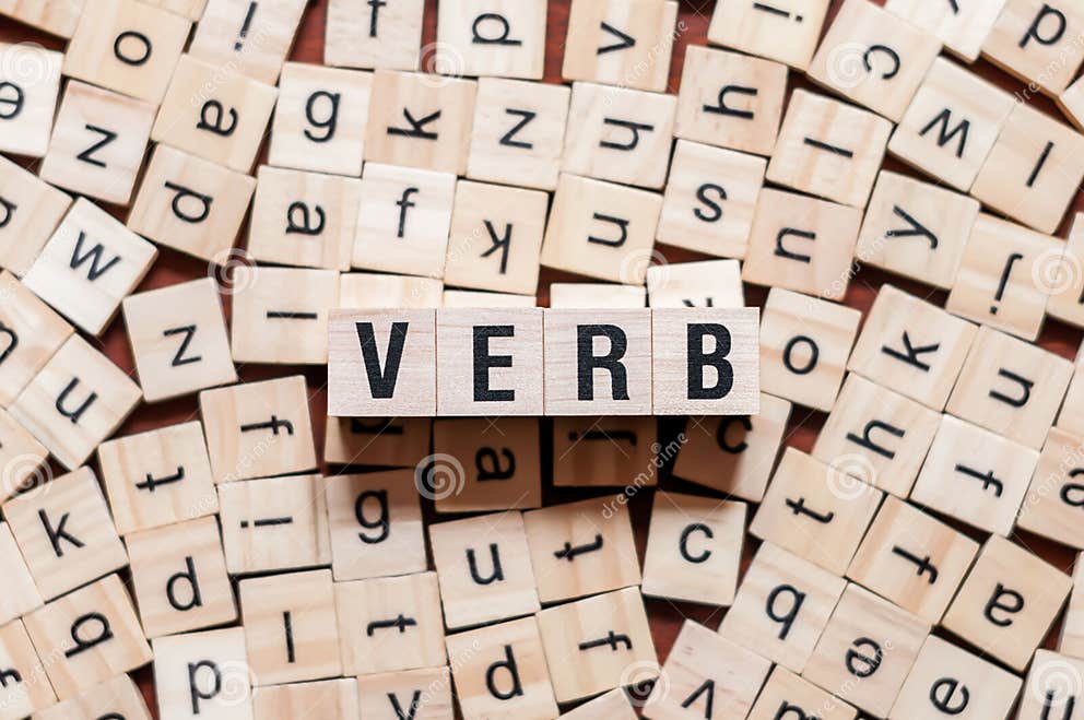 Verb word concept on cubes stock photo. Image of concept - 165443132
