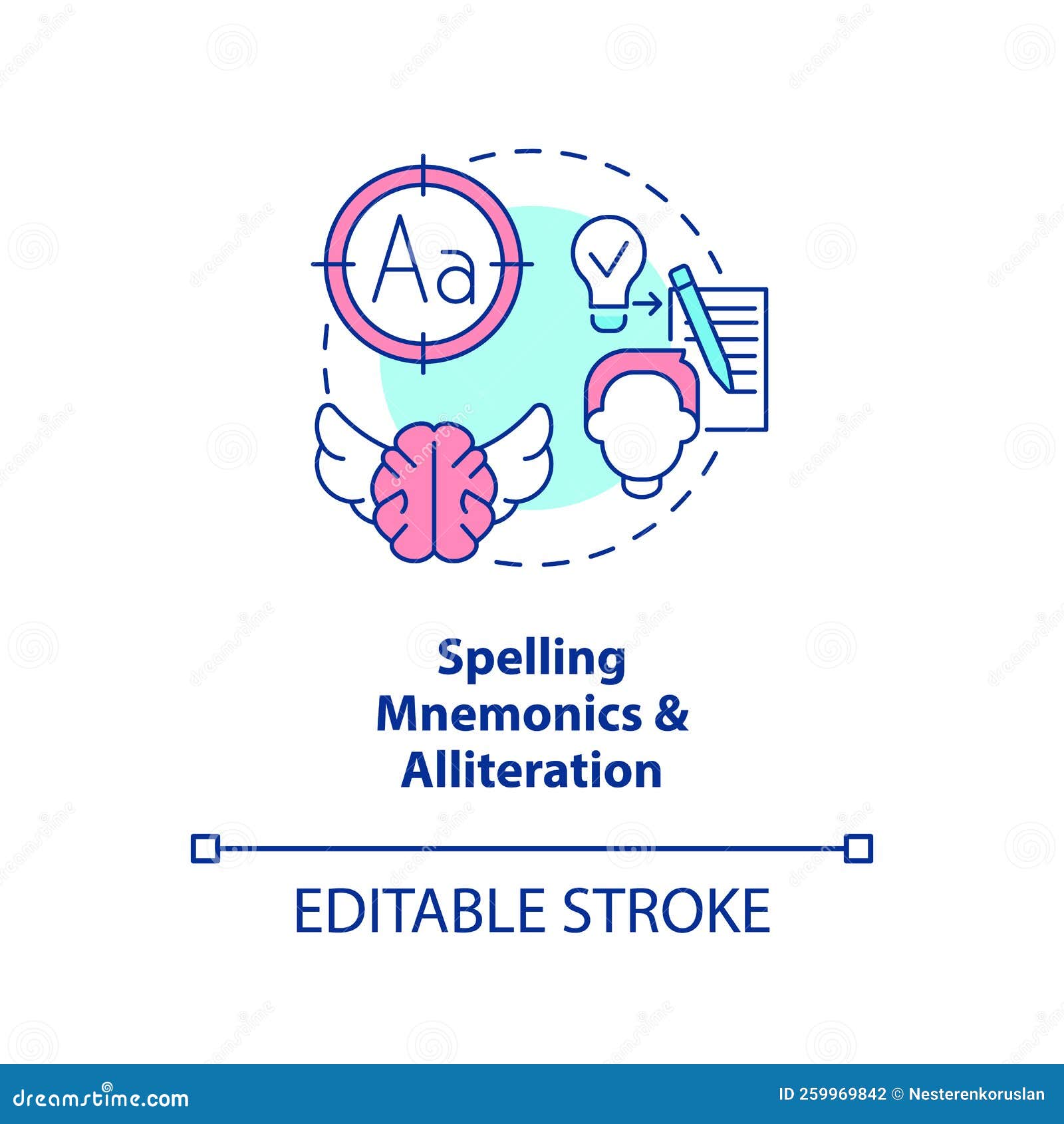 Verbal Memory Technique Concept Icon Stock Vector - Illustration of ...