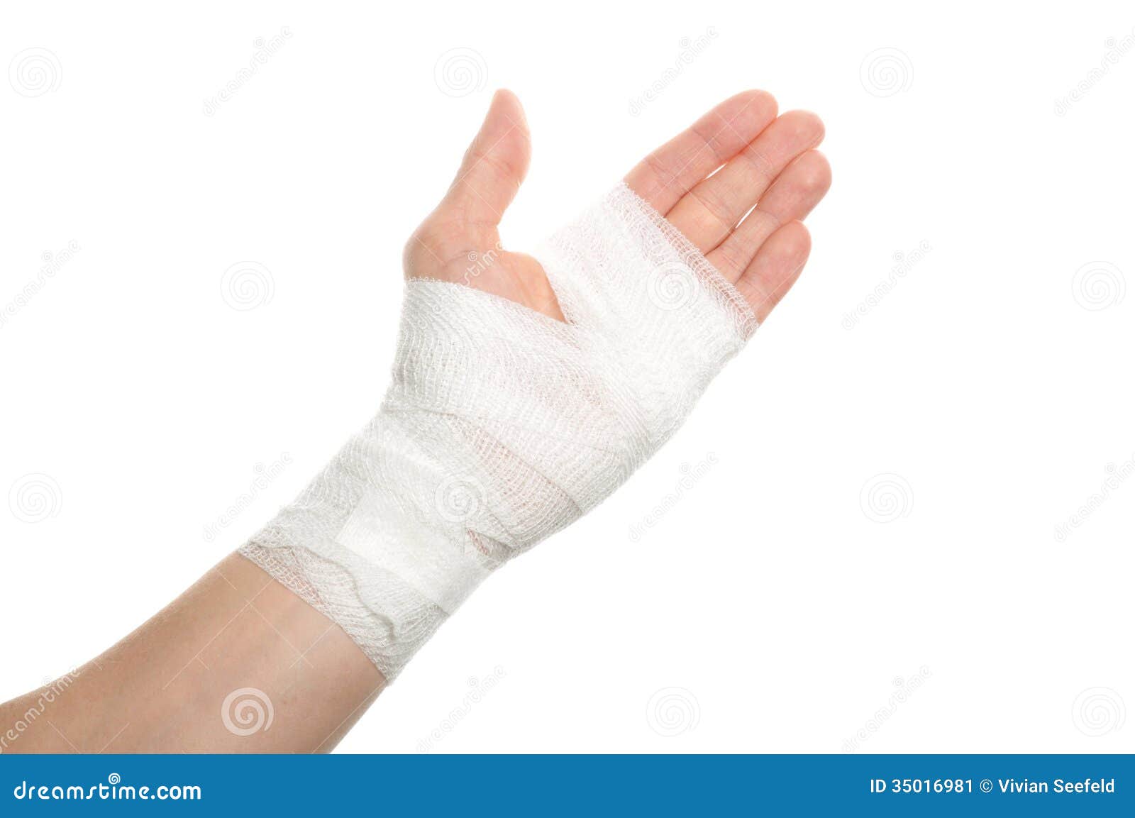 Verband auf einer Hand stockbild. Bild von geduldig, medi - 35016981