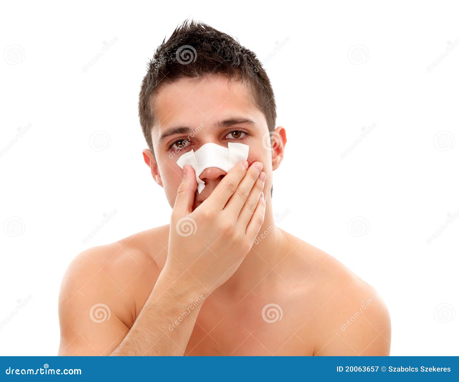 Verband op neus stock afbeelding. Image of neus, persoon - 20063657