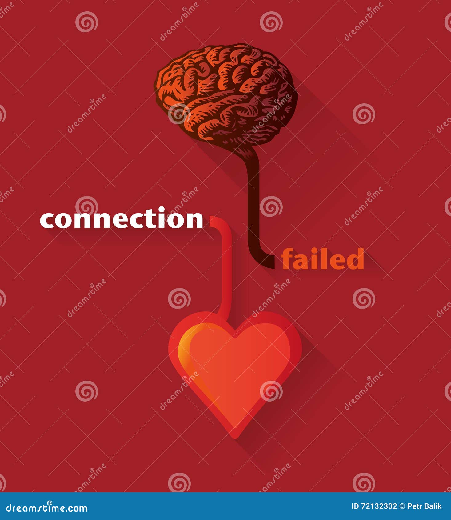 Verbinding Tussen Ontbroken Hart En Hersenen Vector Illustratie ...